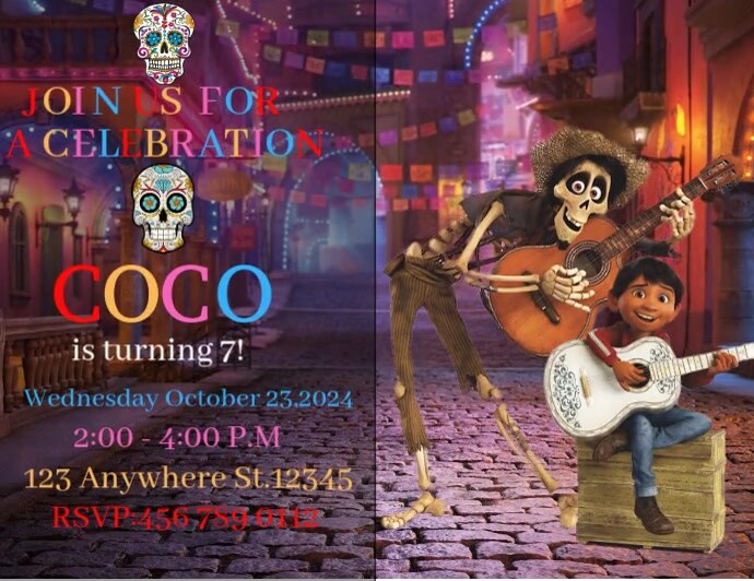 Coco | Birthday Invitation เทมเพลต | PosterMyWall